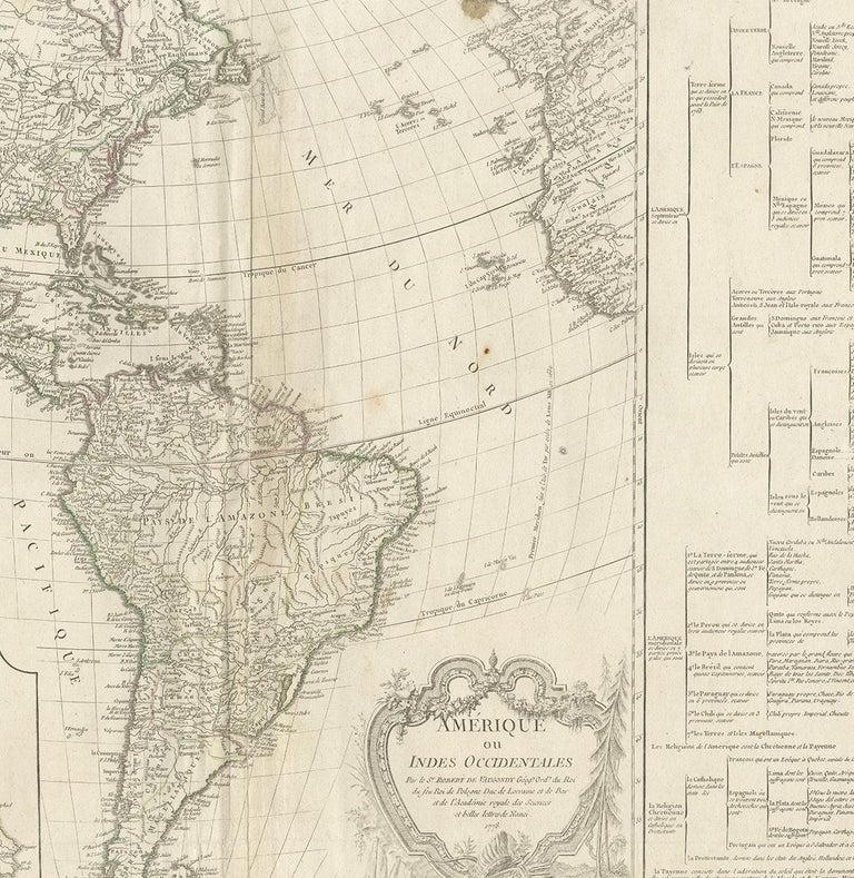 Antique Map of America by Vaugondy, 1778 For Sale at 1stDibs