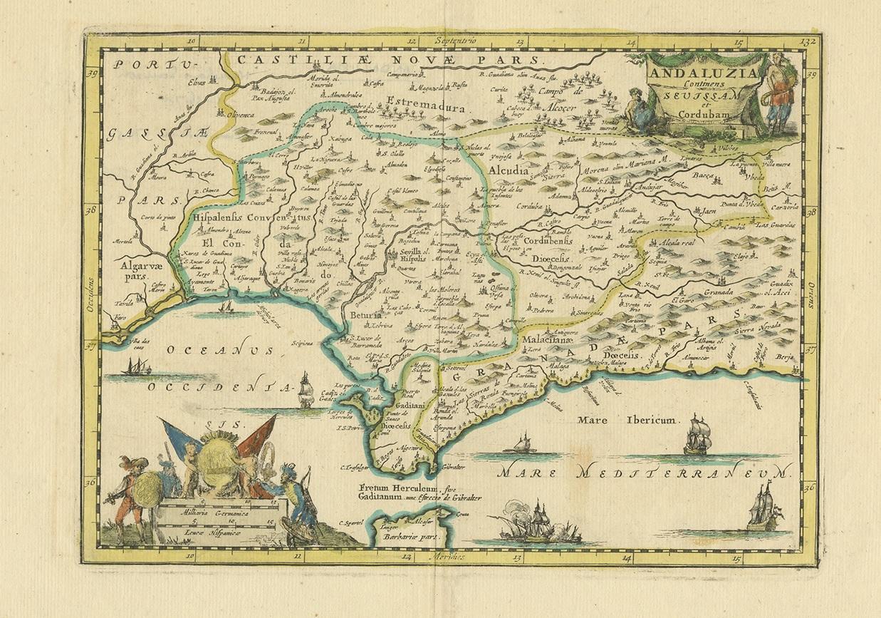 Antique Map of Andalusia, 'Spain', circa 1700 at 1stDibs | spain map ...