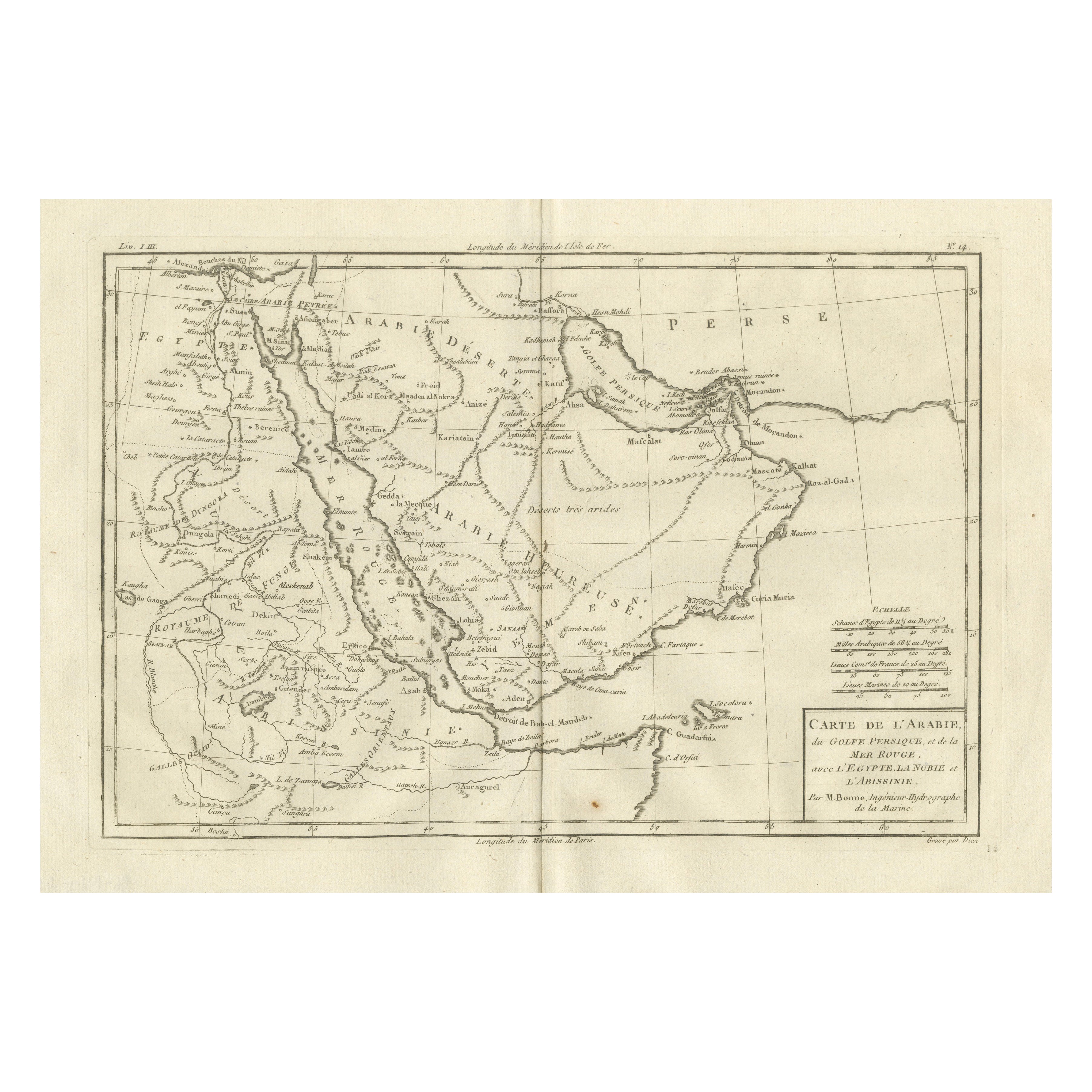 Antique Map of Persia and Georgia by Rigobert Bonne, Circa 1780 For ...