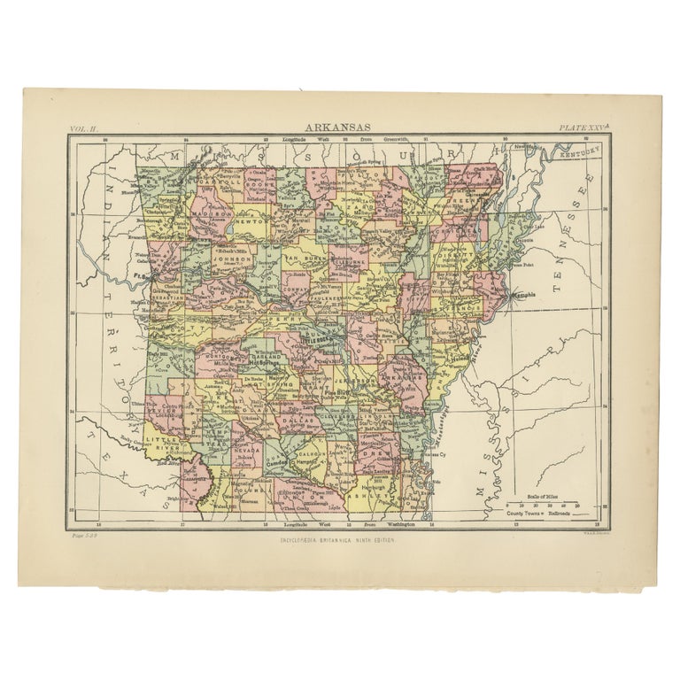 Antique Map of Arkansas For Sale at 1stDibs