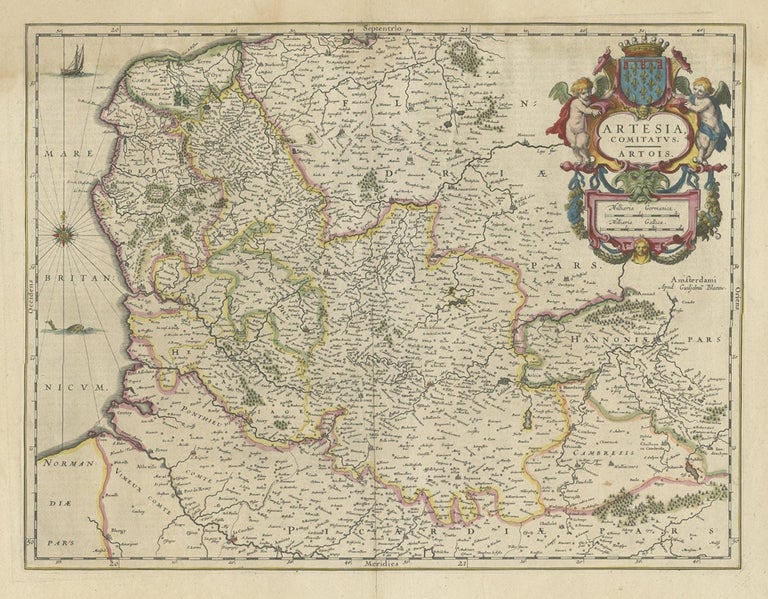 Antique Map of Artois in the North of France by Famous Mapmaker Blaeu ...