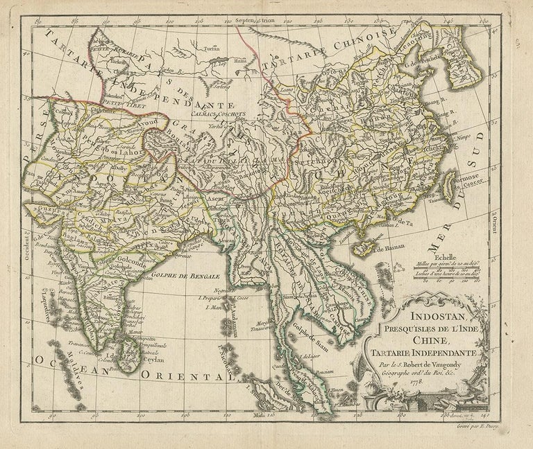 Antique Map of Asia by Dussy, 1778 For Sale at 1stDibs
