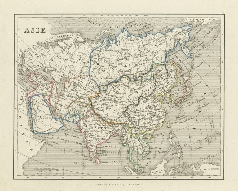 Antique Map of Asia, Continent For Sale at 1stDibs