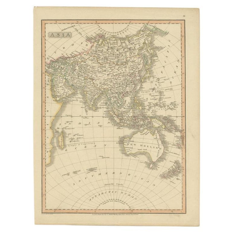 Antique Map of Asia Including Australia 'New Holland', 1808 For Sale at ...