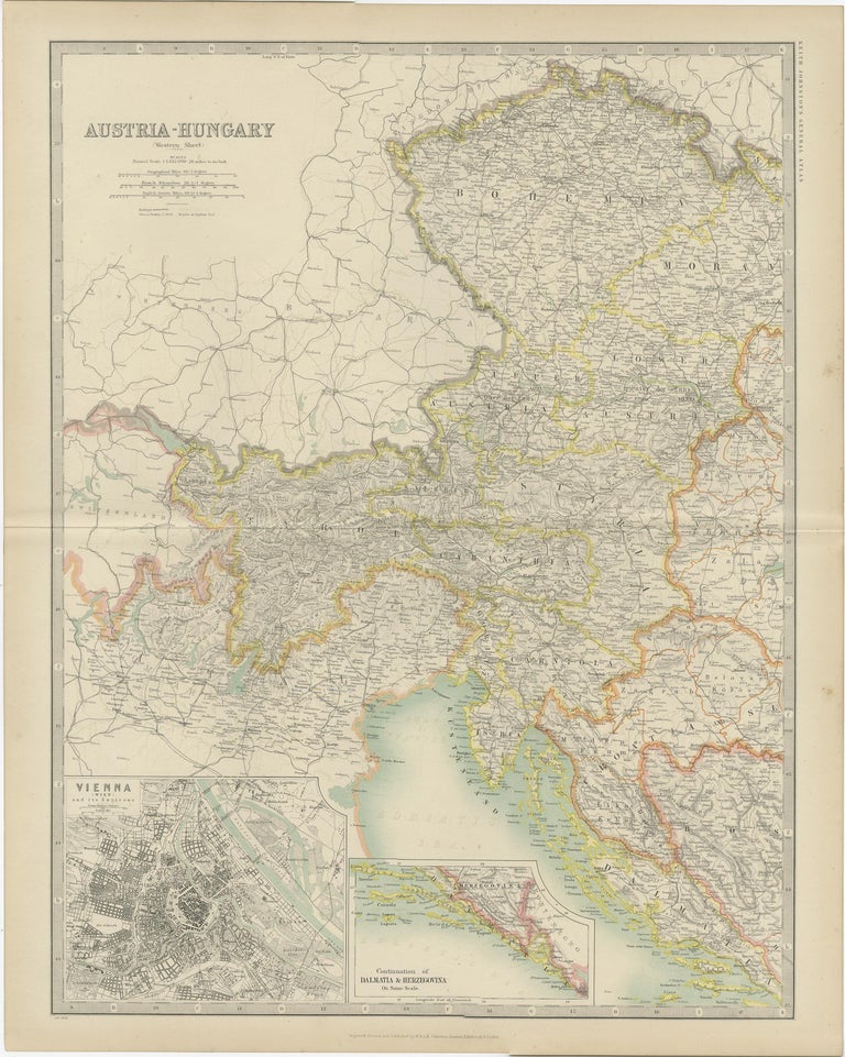 Antique Map of Austria- Hungary by Johnston '1909' For Sale at 1stDibs ...