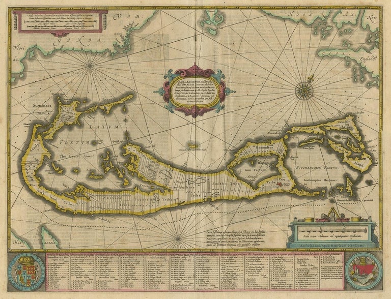 Antique Map of Bermuda by Hondius, 'circa 1630' at 1stDibs
