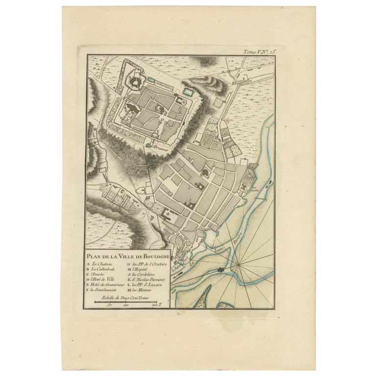 Antique Map of Boulogne-sur-Mer by Bellin '1764' For Sale at 1stDibs