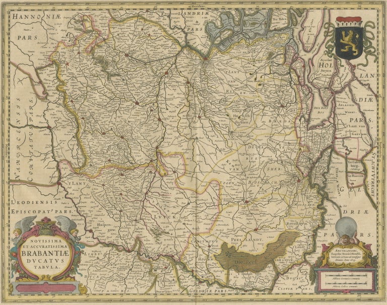 Antique Map of Brabant, the Netherlands, with Original Hand Coloring ...