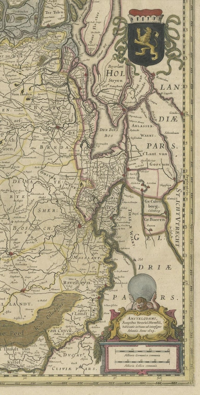 Antique Map of Brabant, the Netherlands, with Original Hand Coloring ...