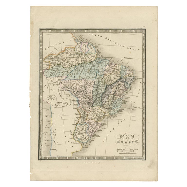 Antique Map of Brazil by Wyld, '1845' For Sale at 1stDibs