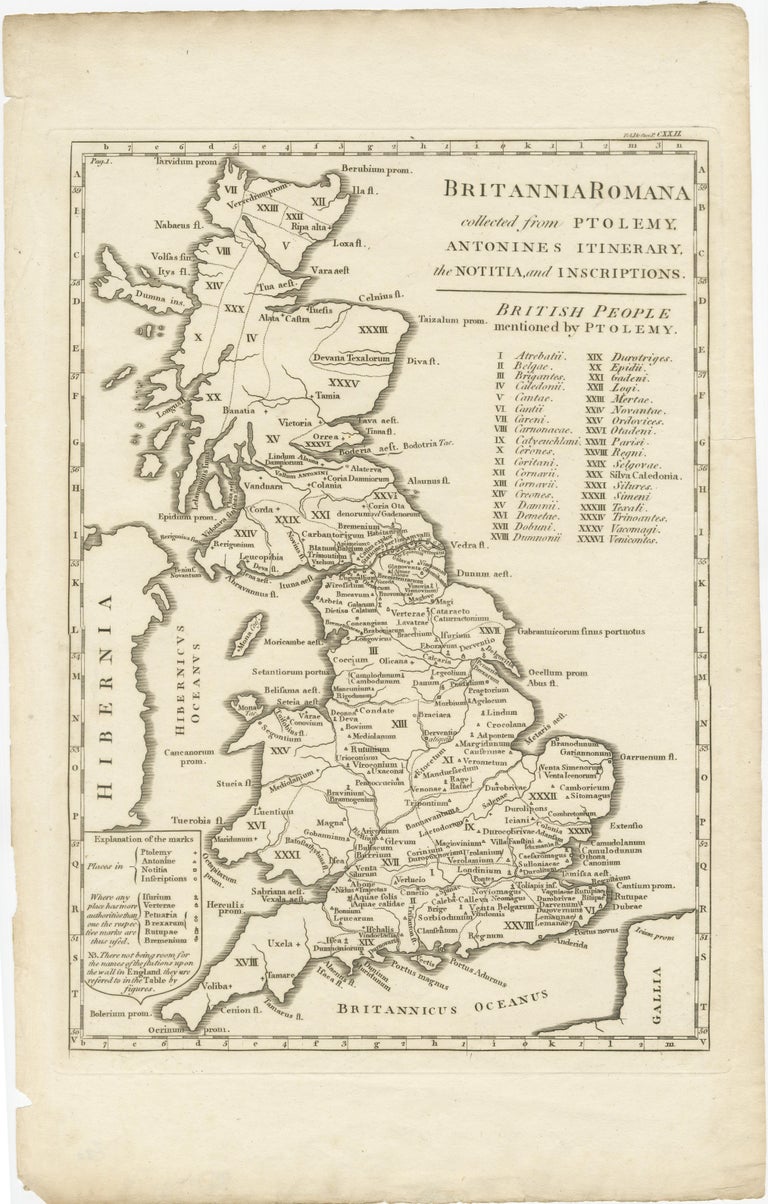 Antique Map of Britain in Roman Times For Sale at 1stDibs