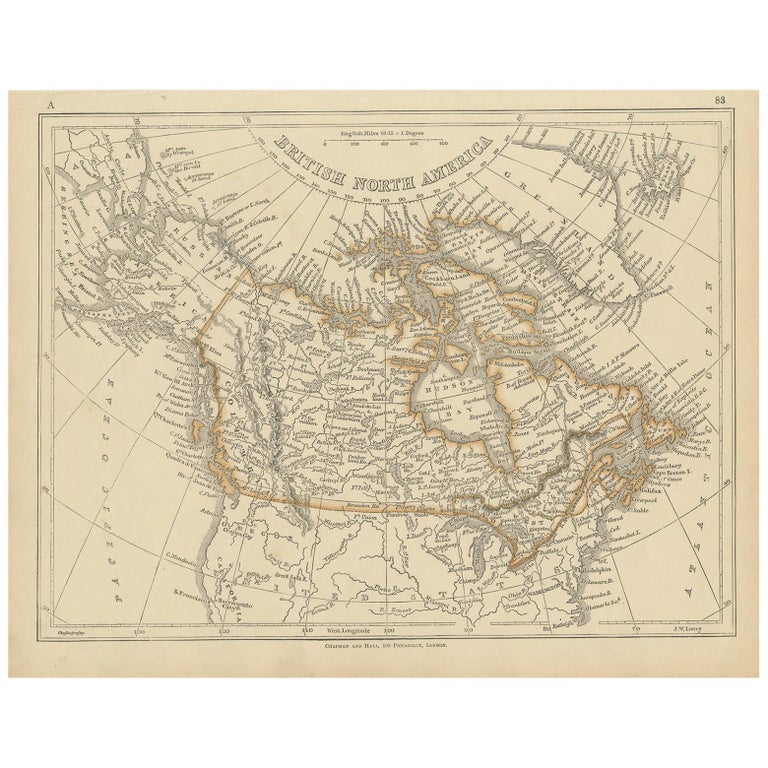 Antique Map of British North America by Lowry, '1852' For Sale at 1stDibs