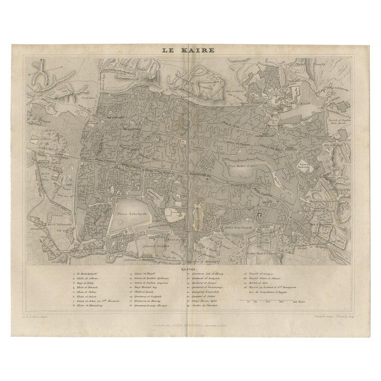 Antique Map of Cairo and Surroundings by Balbi '1847' For Sale at 1stDibs