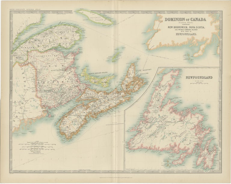 Carte ancienne du Canada par Johnston '1909' En vente sur 1stDibs