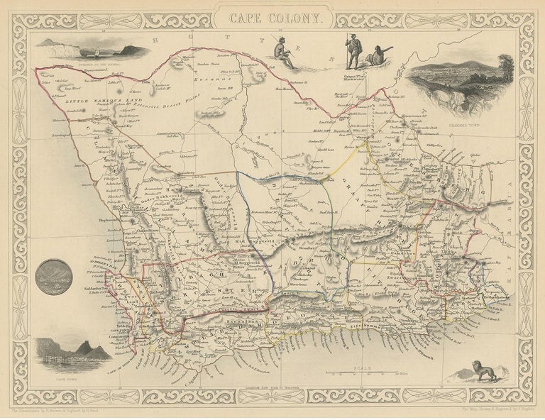 Antique Map of Cape Colony by Tallis, 1851 For Sale at 1stDibs