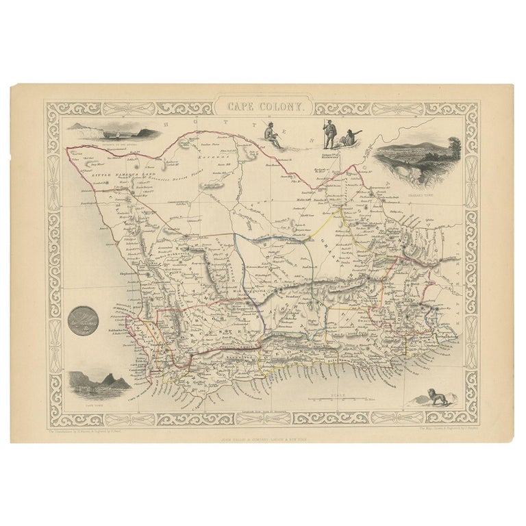 Antique Map of Cape Colony by Tallis, 1851 For Sale at 1stDibs