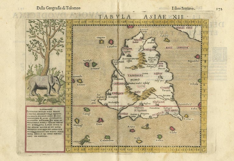 Antique Map of Ceylon 'Sri Lanka' by Ruscelli, 1574 at 1stDibs