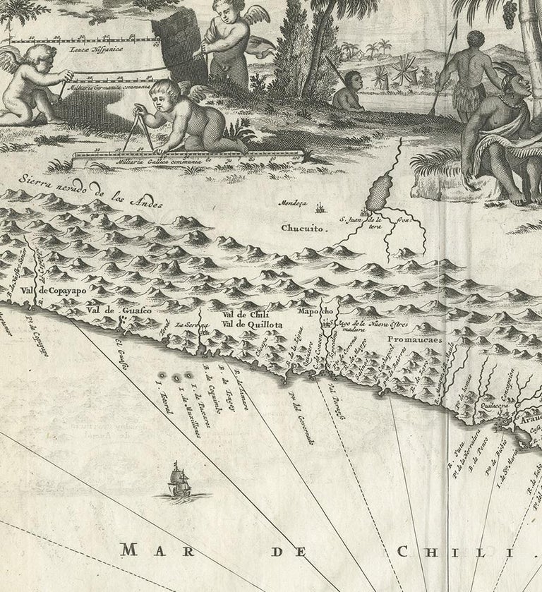 Antique Map of Chili by Montanus, circa 1671 For Sale at 1stDibs