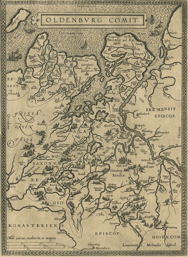 Antique Map of Denmark and Oldenburg ‘Germany’ by A. Ortelius, circa ...