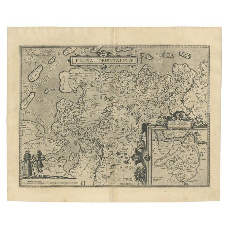 Antique Map of East Frisia by Ortelius, c.1595 For Sale at 1stDibs