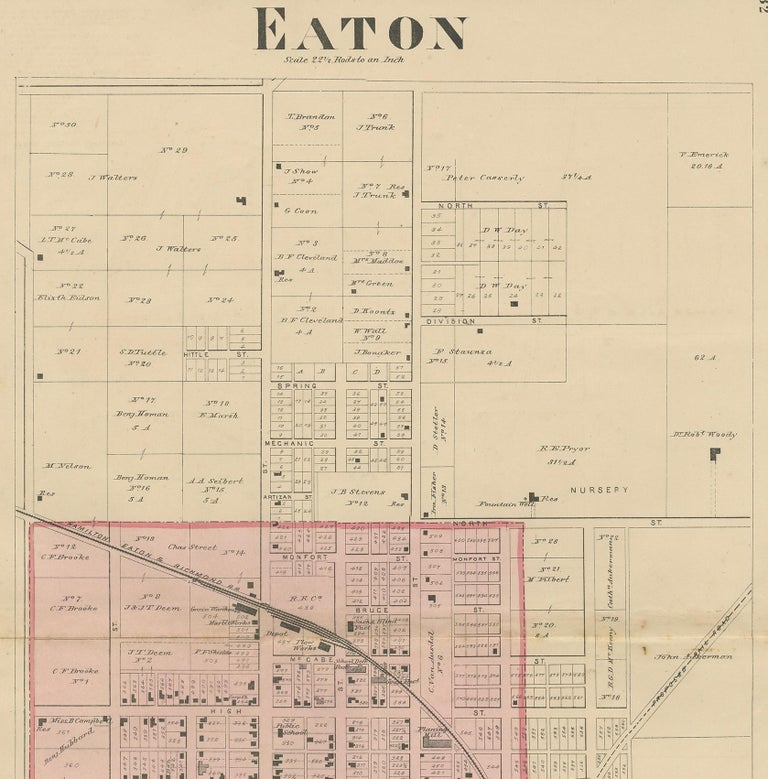 Antique Map of Eaton 'Ohio' by Titus, 1871 For Sale at 1stDibs