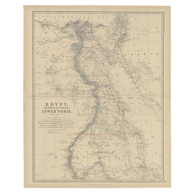 Antique Map of Egypt, Arabia and Lower Nubia, 1882 at 1stDibs