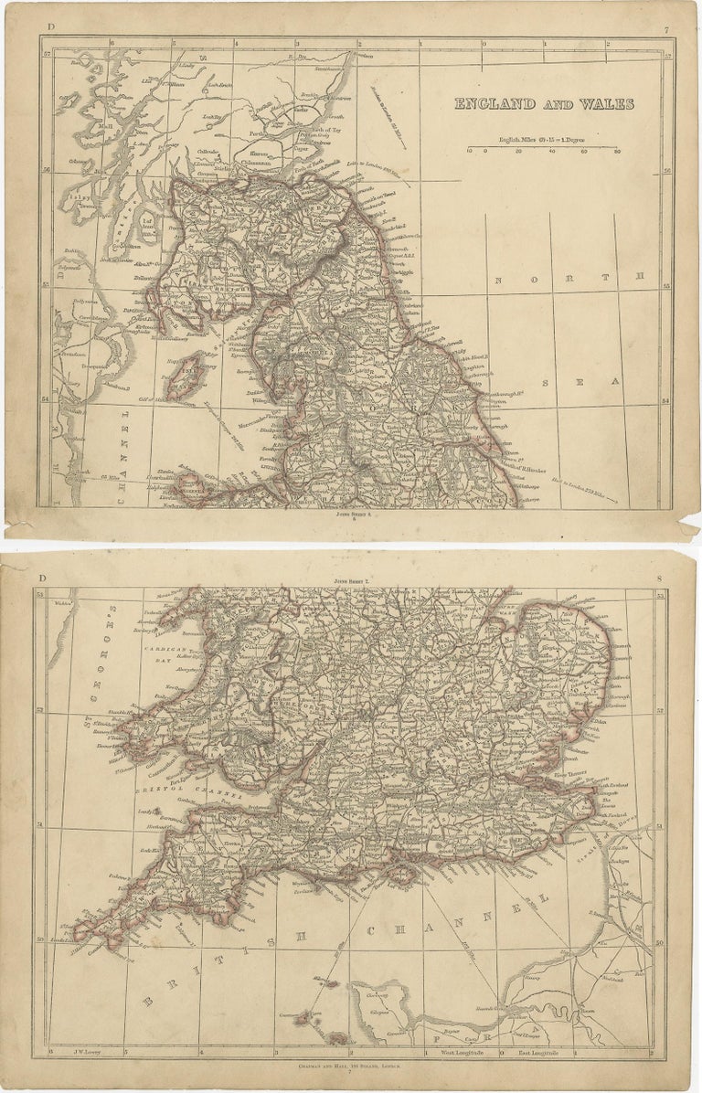 Antique Map of England and Wales by Lowry, '1852' For Sale at 1stDibs