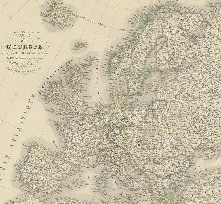 Antique Map of Europe by Lapie, 1842 For Sale at 1stDibs