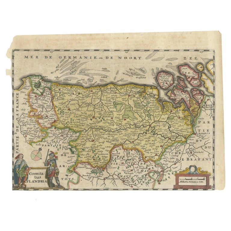 Antique Map of Flanders, Belgium, 1630 For Sale at 1stDibs