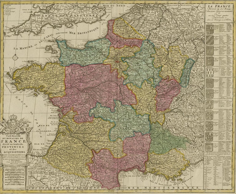 Antique Map of France by J.B. Elwe, 1792 For Sale at 1stDibs