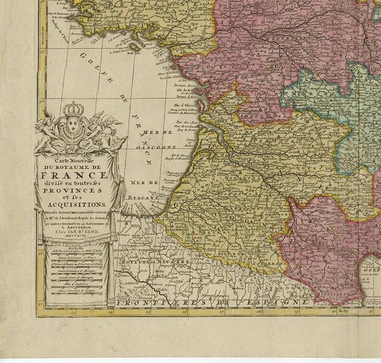 Antique Map of France by J.B. Elwe, 1792 For Sale at 1stDibs