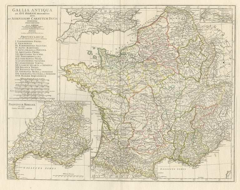 Antique Map of France in Ancient Roman Times by d'Anville 'c.1795' For ...