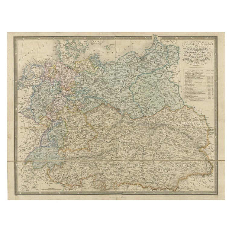 Antique Map of Germany with the Empire of Austria by Wyld '1845' For ...