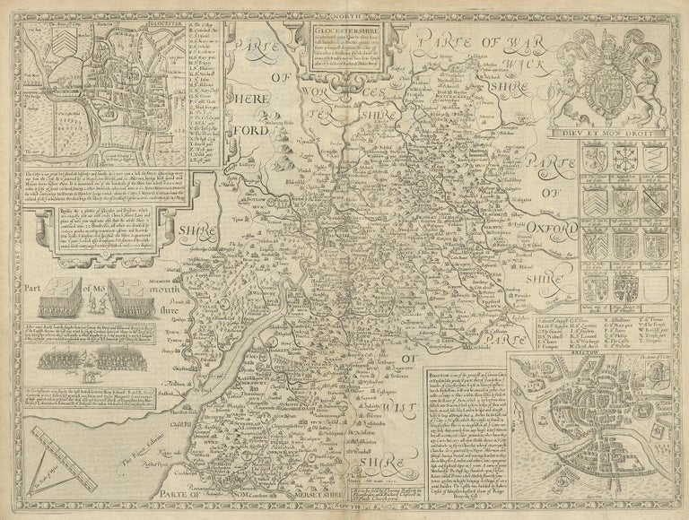 Antique Map of Gloucestershire by John Speed, '1676' For Sale at 1stDibs