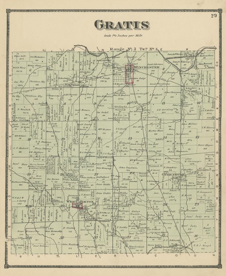 Antique Map of Gratis 'Ohio' by Titus '1871' For Sale at 1stDibs