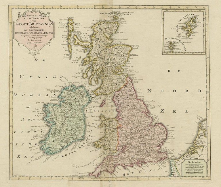 Antique Map of Great Britain and Ireland by Tirion, circa 1750 at ...