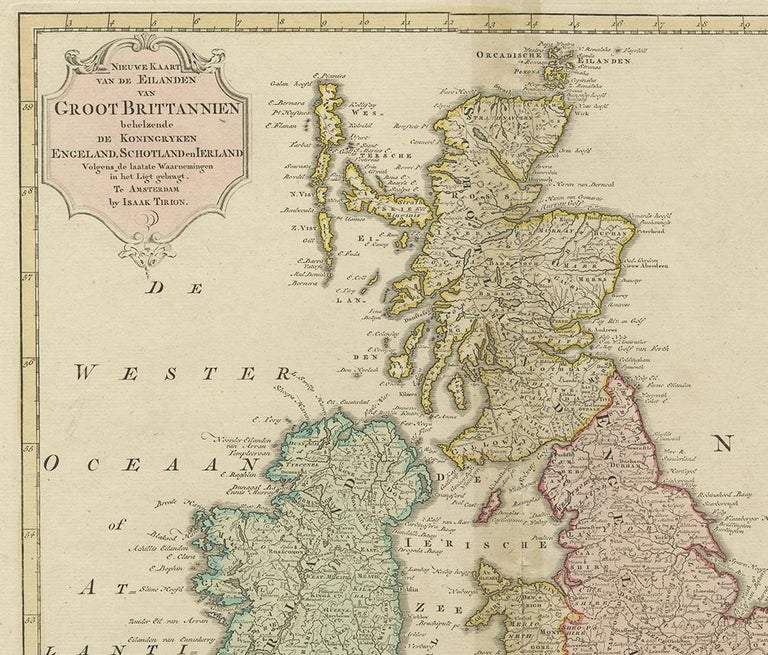 Antique Map of Great Britain and Ireland by Tirion, circa 1750 at ...