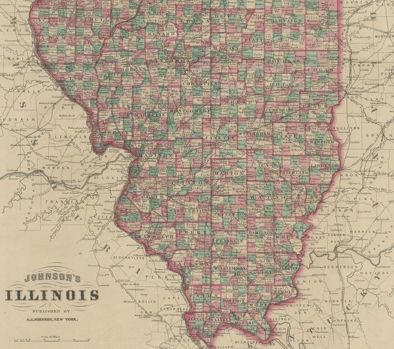 Antique Map of Illinois by Johnson, 1872 For Sale at 1stDibs ...
