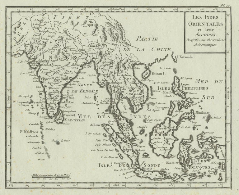 Antique Map of India, the East Indies and the Philippines For Sale at ...