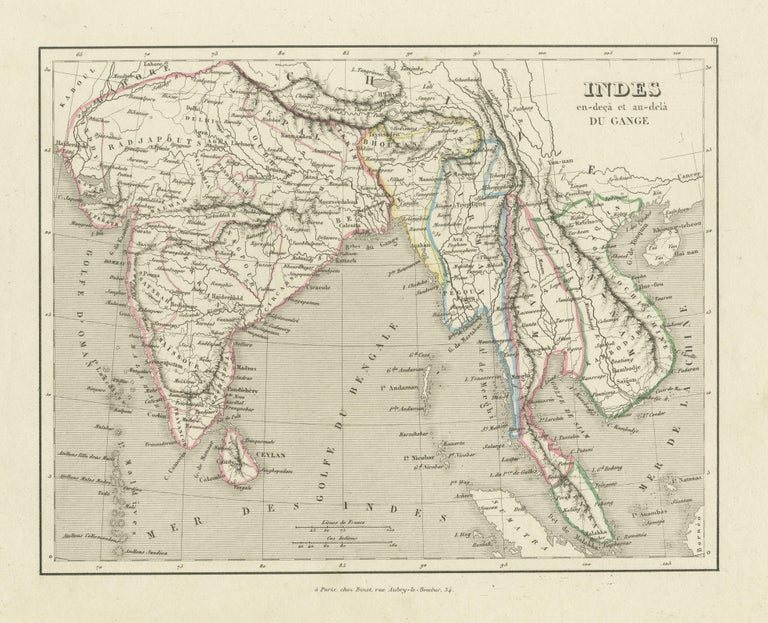 Antique Map of India to Southeast Asia For Sale at 1stDibs