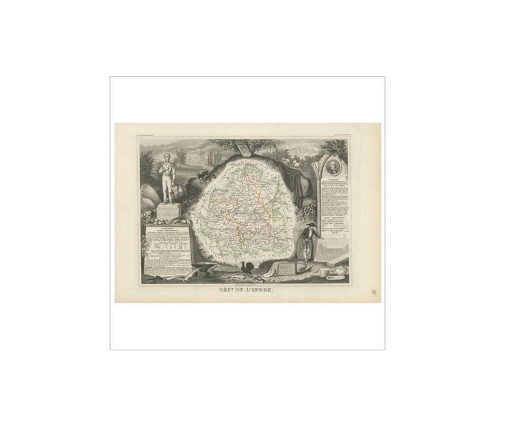 Antique Map of Indre ‘France’ by V. Levasseur, 1854 For Sale at 1stDibs ...