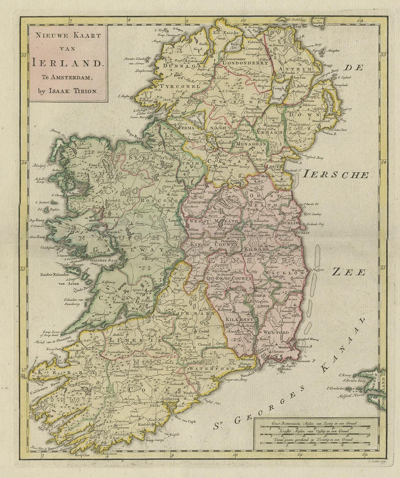 Antique Map of Ireland by Condet 'circa 1770' at 1stDibs
