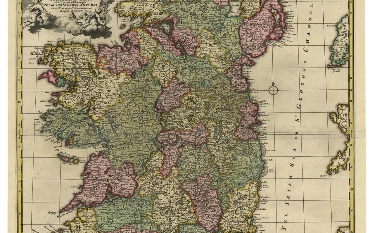 Antique Map of Ireland by N. Visscher, circa 1700 at 1stDibs