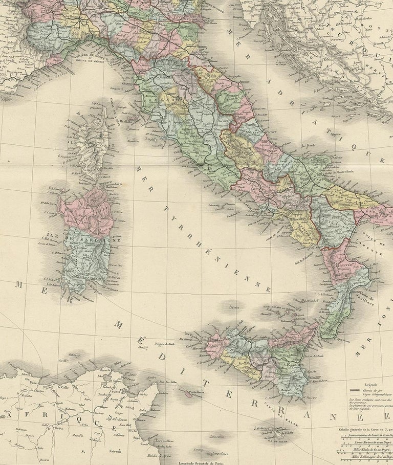 Antique Map of Italy by Levasseur, '1875' at 1stDibs