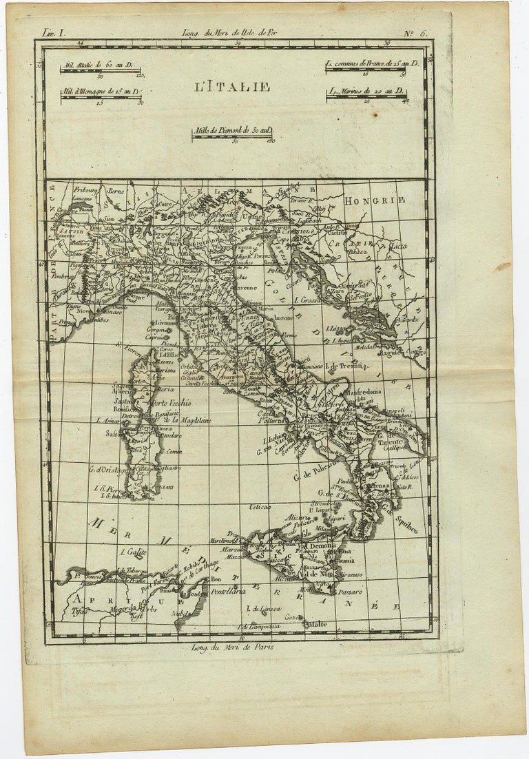 Antique Map of Italy, Corsica, Sardinia and Sicily, ca.1780 For Sale at ...