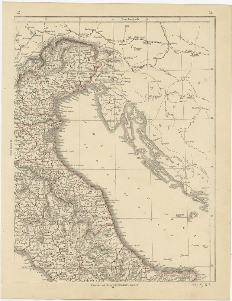 Antique Map of Italy, Sardinia and Corsica by Lowry, '1852' For Sale at ...