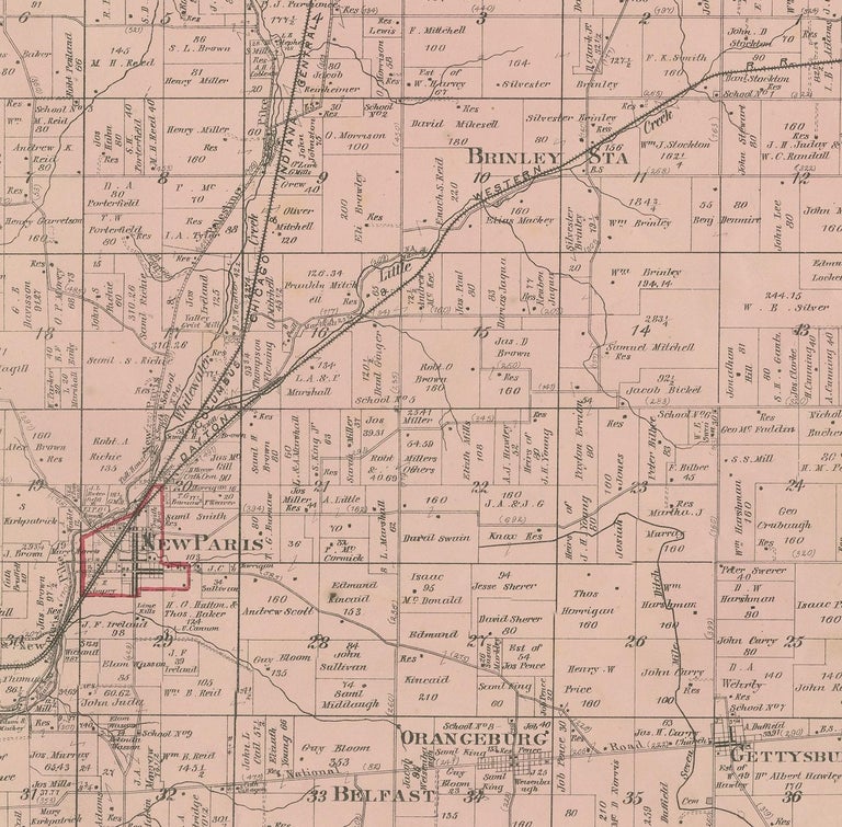Antique Map of Jefferson County 'Ohio' by Titus, 1871 For Sale at 1stDibs