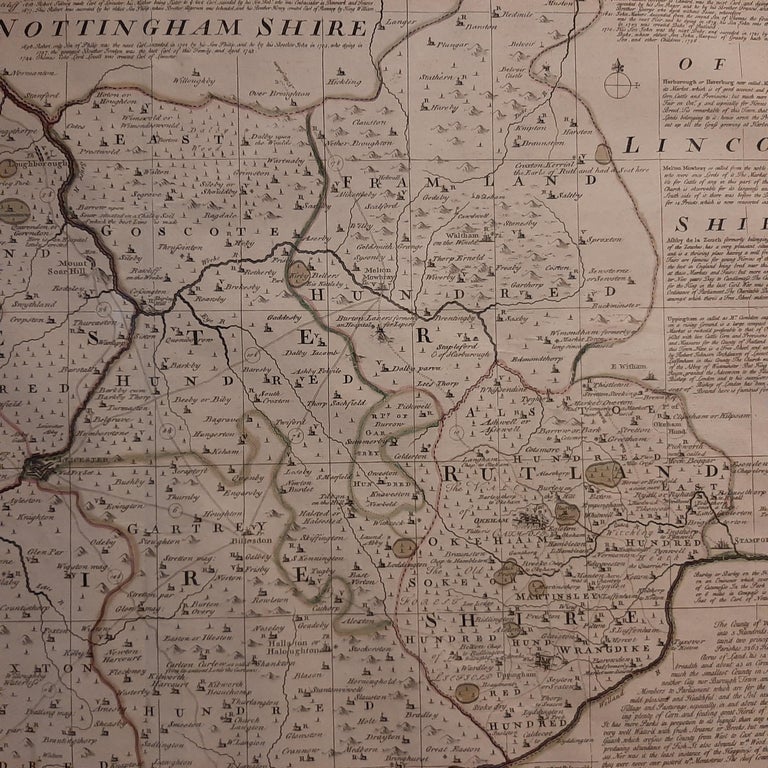 Antique Map of Leicester and Rutland by Tinney and Sayer, 'circa 1756 ...