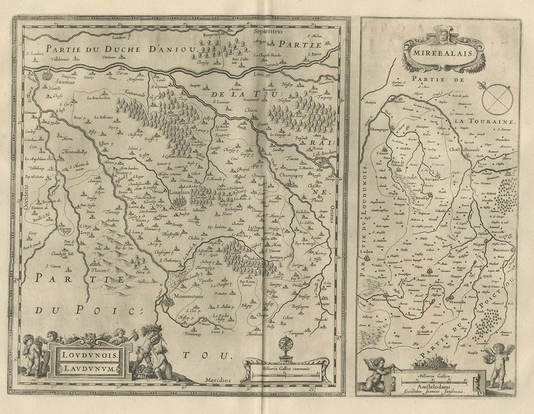 Antique Map of Loudun and Mirebeau by Janssonius '1657' For Sale at 1stDibs