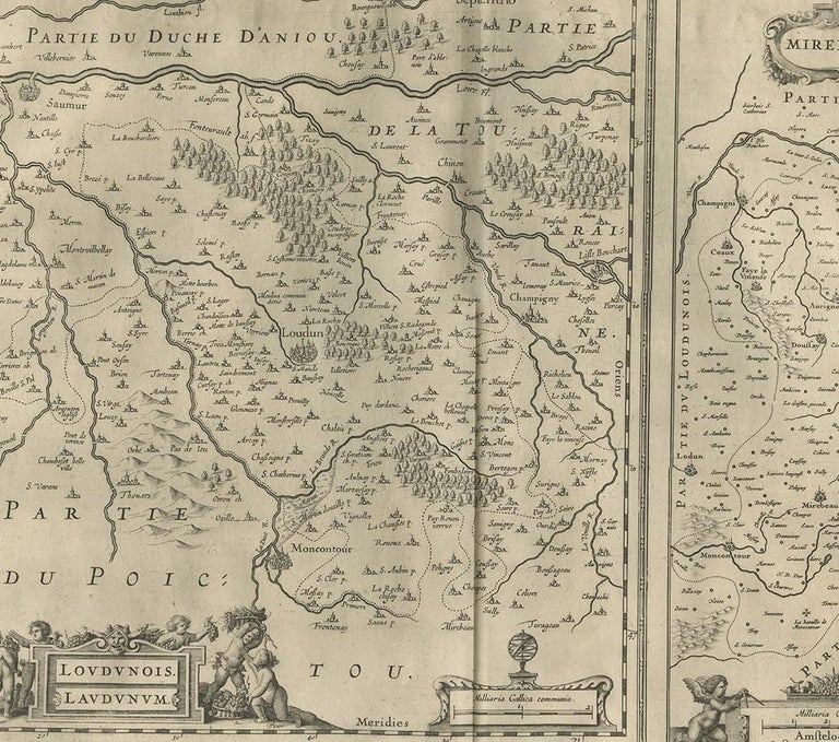 Antique Map of Loudun and Mirebeau by Janssonius '1657' For Sale at 1stDibs